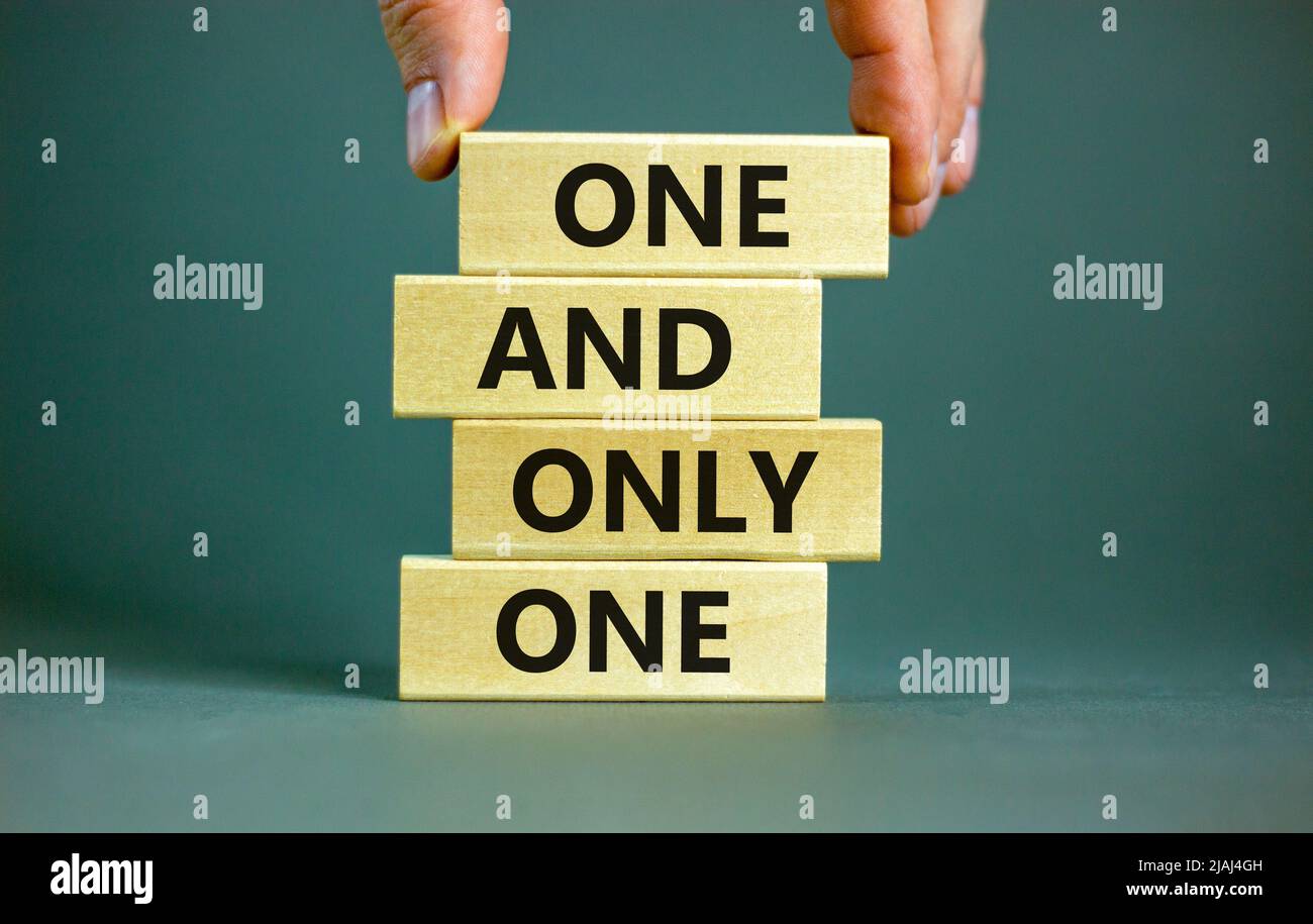 One and only one symbol. Concept words One and only one on wooden ...