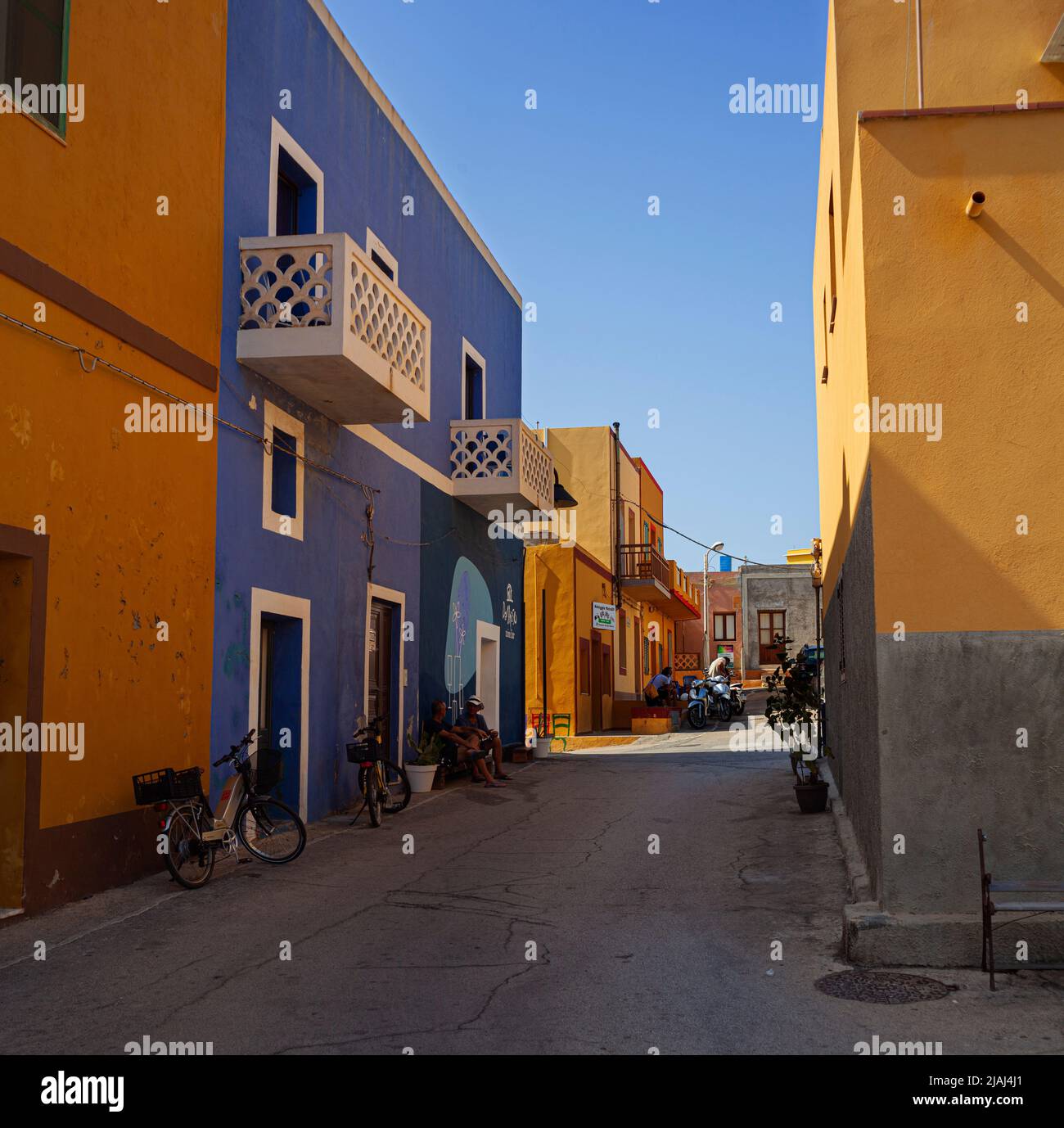 Linosa, Italy - July, 27: View of typical houses of Linosa on July 27 ...