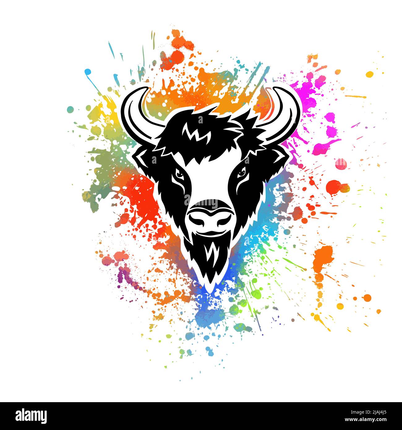 Bison colorful logo. Bison head. Vector illustration Stock Vector Image ...