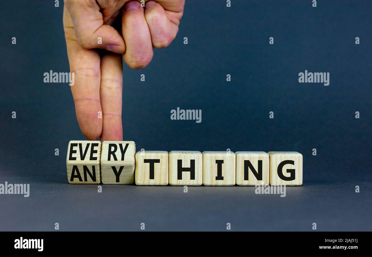 Anything or everything symbol. Businessman turns cubes and changes the ...