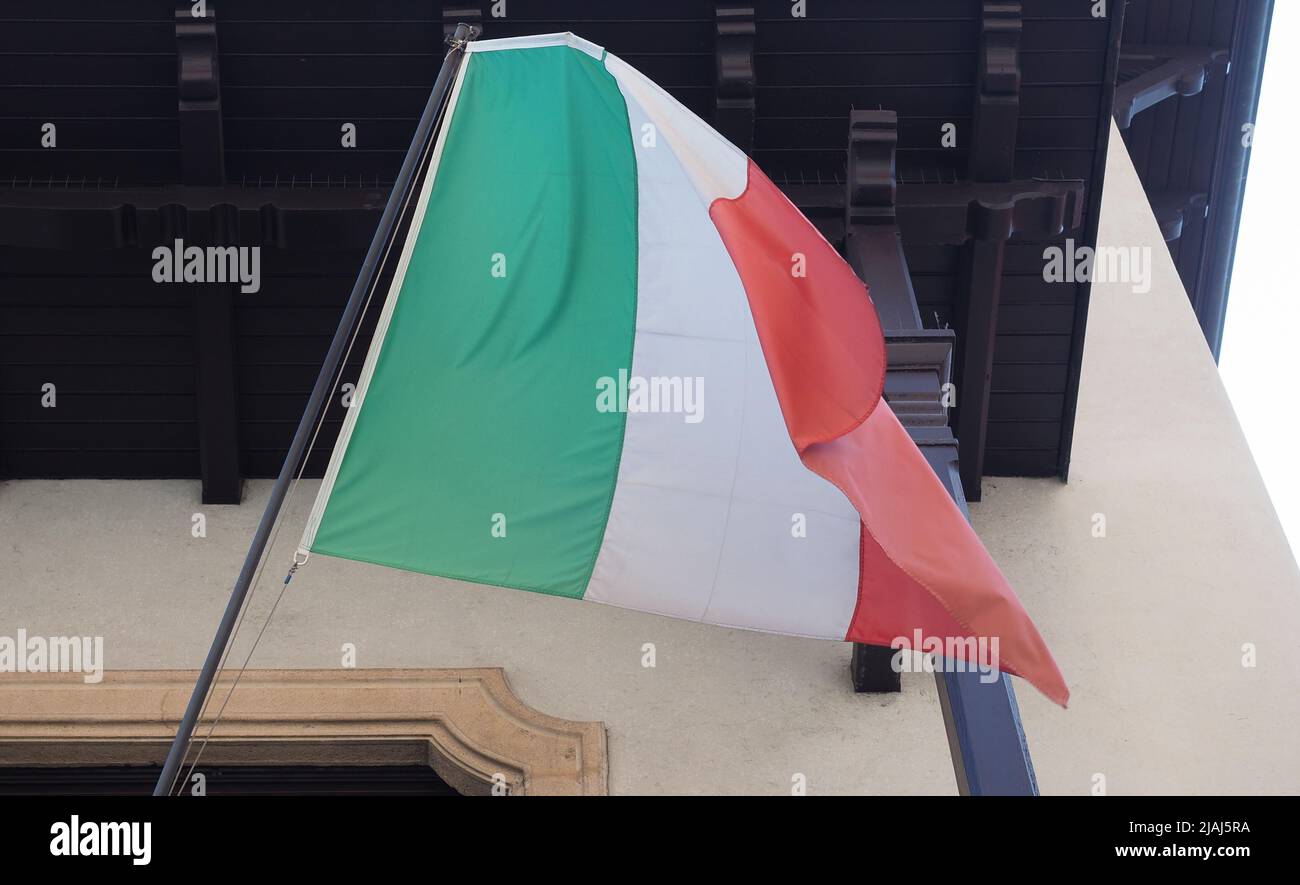 the Italian national flag of Italy, Europe Stock Photo - Alamy