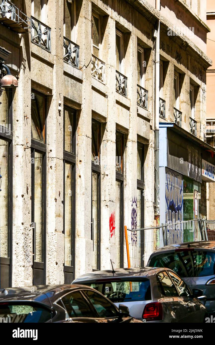 Burdeau street, Croix-Rousse district, Lyon, Rhone-Alps Auvergne region ...