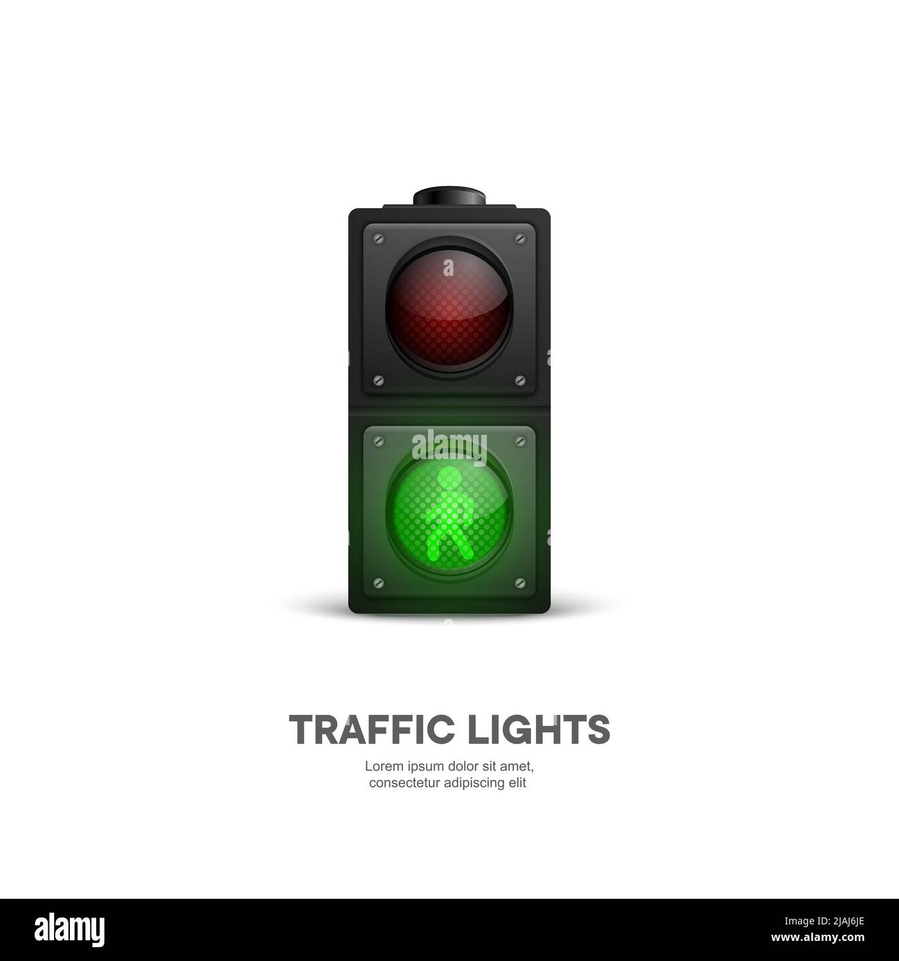 Vector Banner with 3d Realistic Detailed Road Traffic Lights Isolated ...