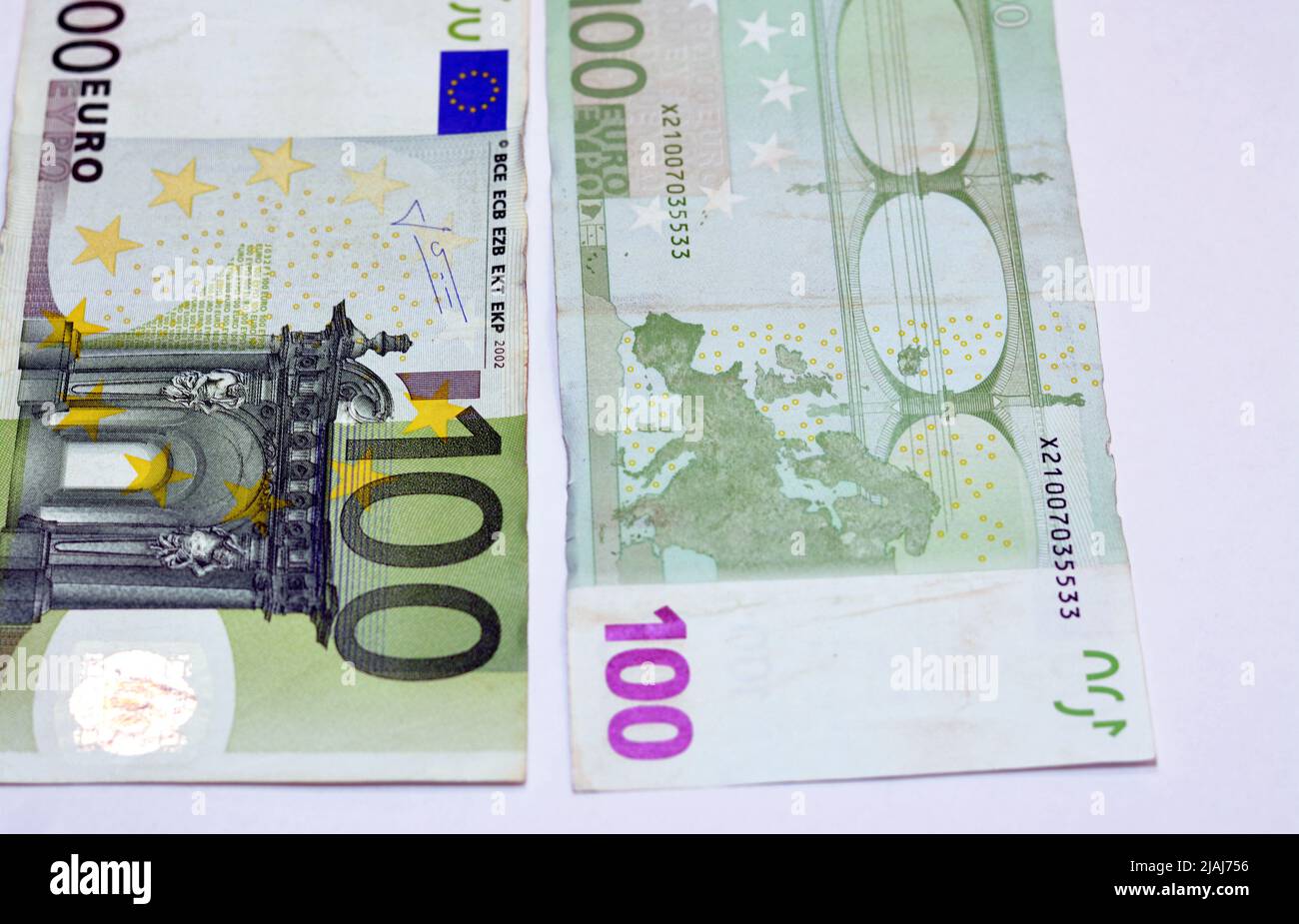 €100 one hundred Euro bill banknotes, currency of the European Union ...
