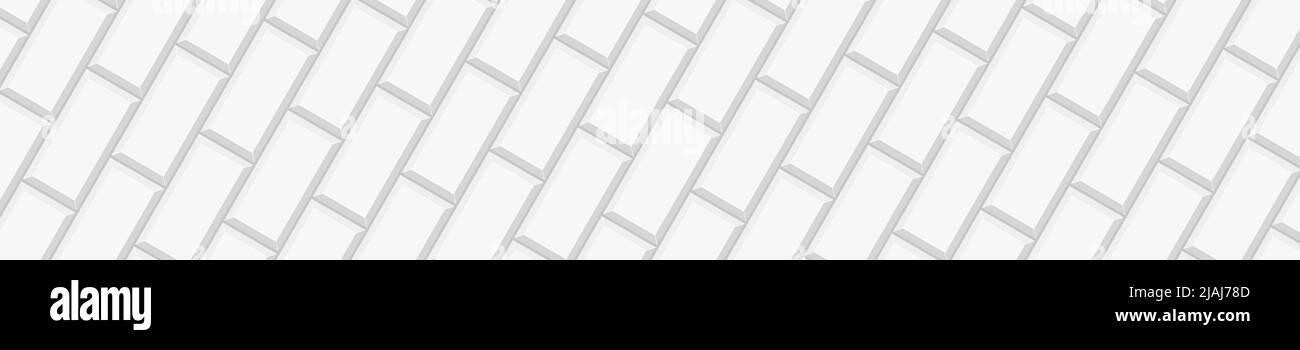 White rectangles tile in diagonal arrangement. Ceramic or stone brick ...