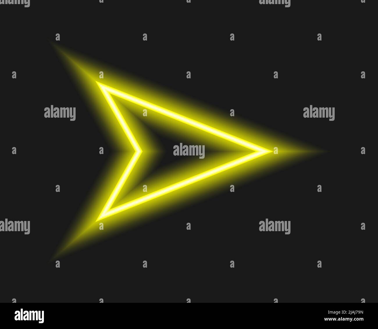 Bright neon cursor arrow on dark background. Lightning yellow direction ...