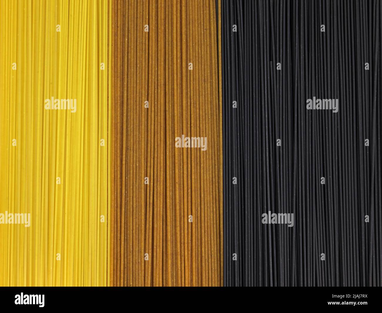 Different types of spaghetti top view. Italian raw pasta close-up ...