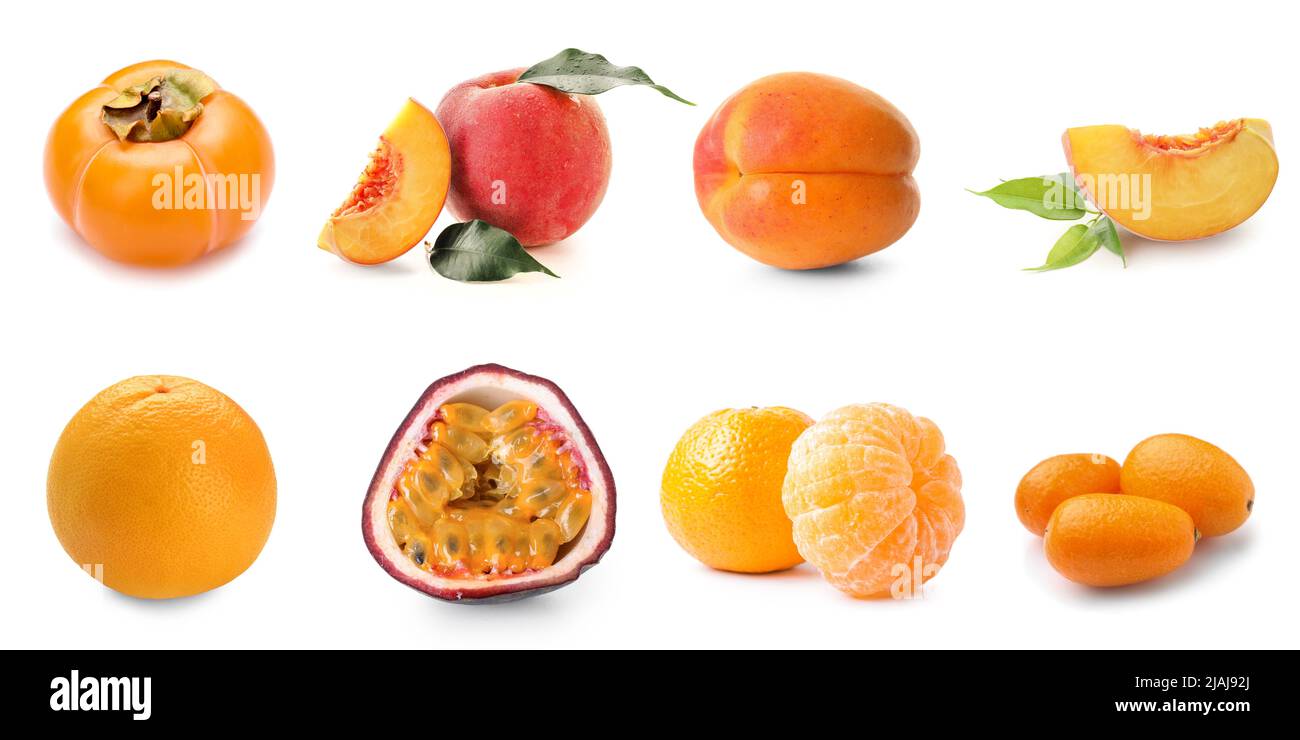 Set of different fruits isolated on white Stock Photo - Alamy