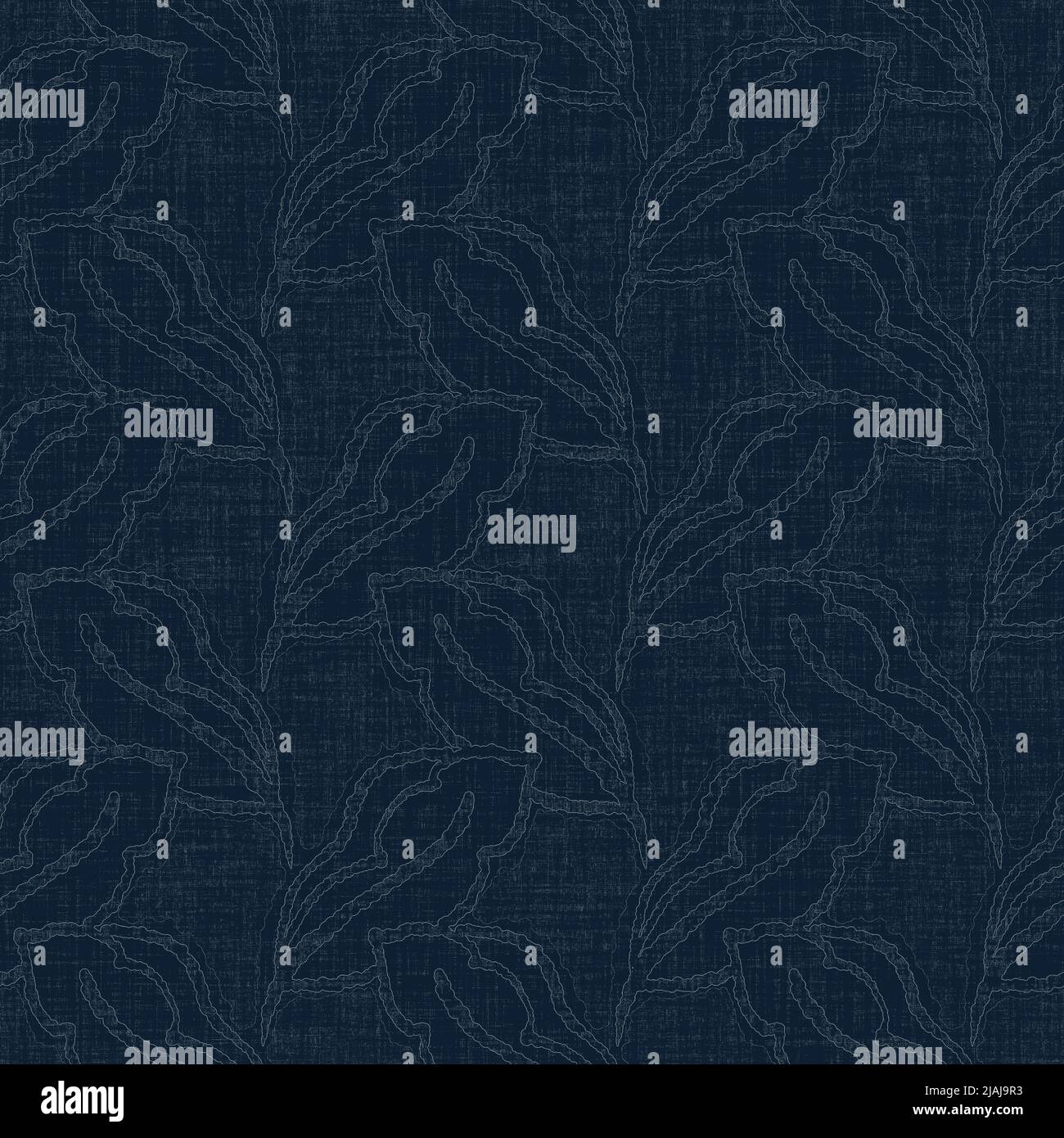 Dark indigo blue leaf dye stitch block print pattern. Japanese ...