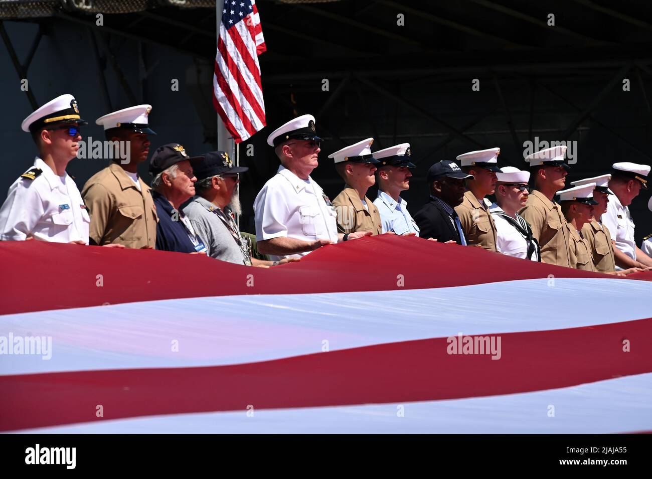 New York, NY, May 30,2022. The United States flag is displayed by ...