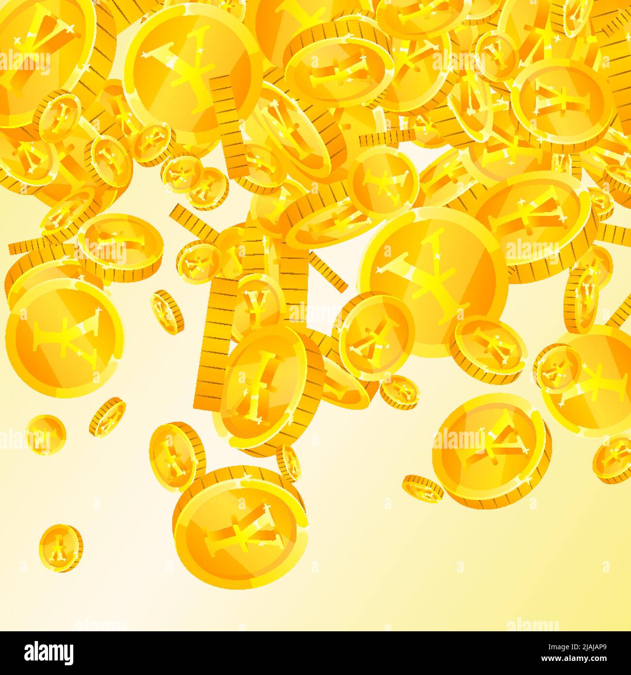Chinese yuan coins falling. Extra scattered CNY coins. China money ...
