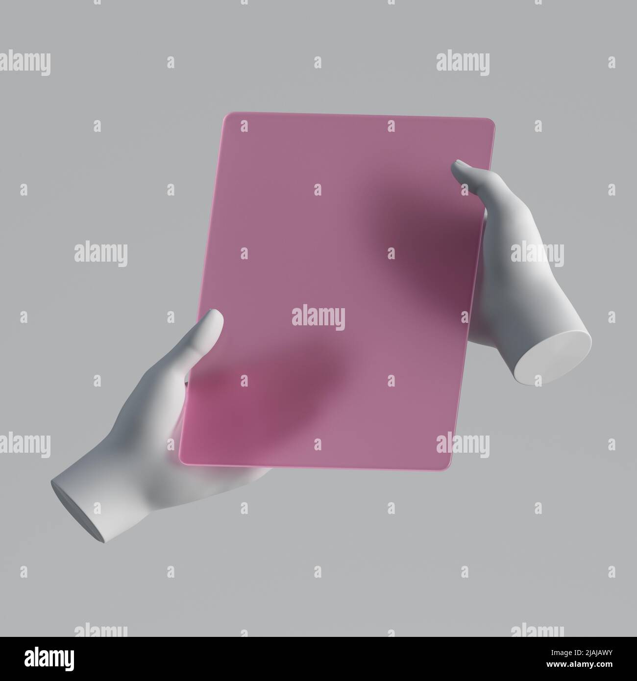 3d render mannequin hands holding gadget. Minimal futuristic technology ...