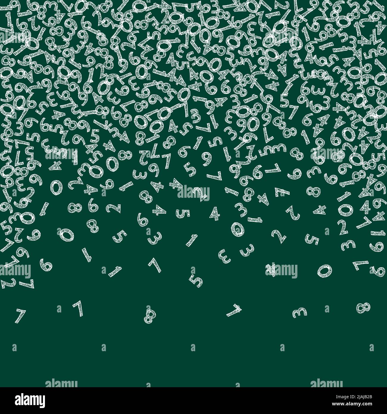 Falling handdrawn chalk numbers. Math study concept with flying digits ...
