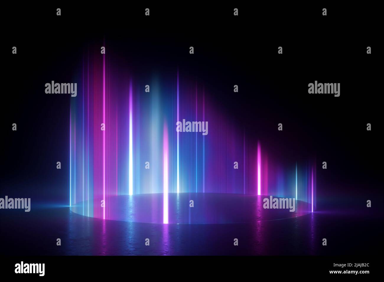 3d render, abstract neon background. Glowing plasma. Pink blue vertical ...