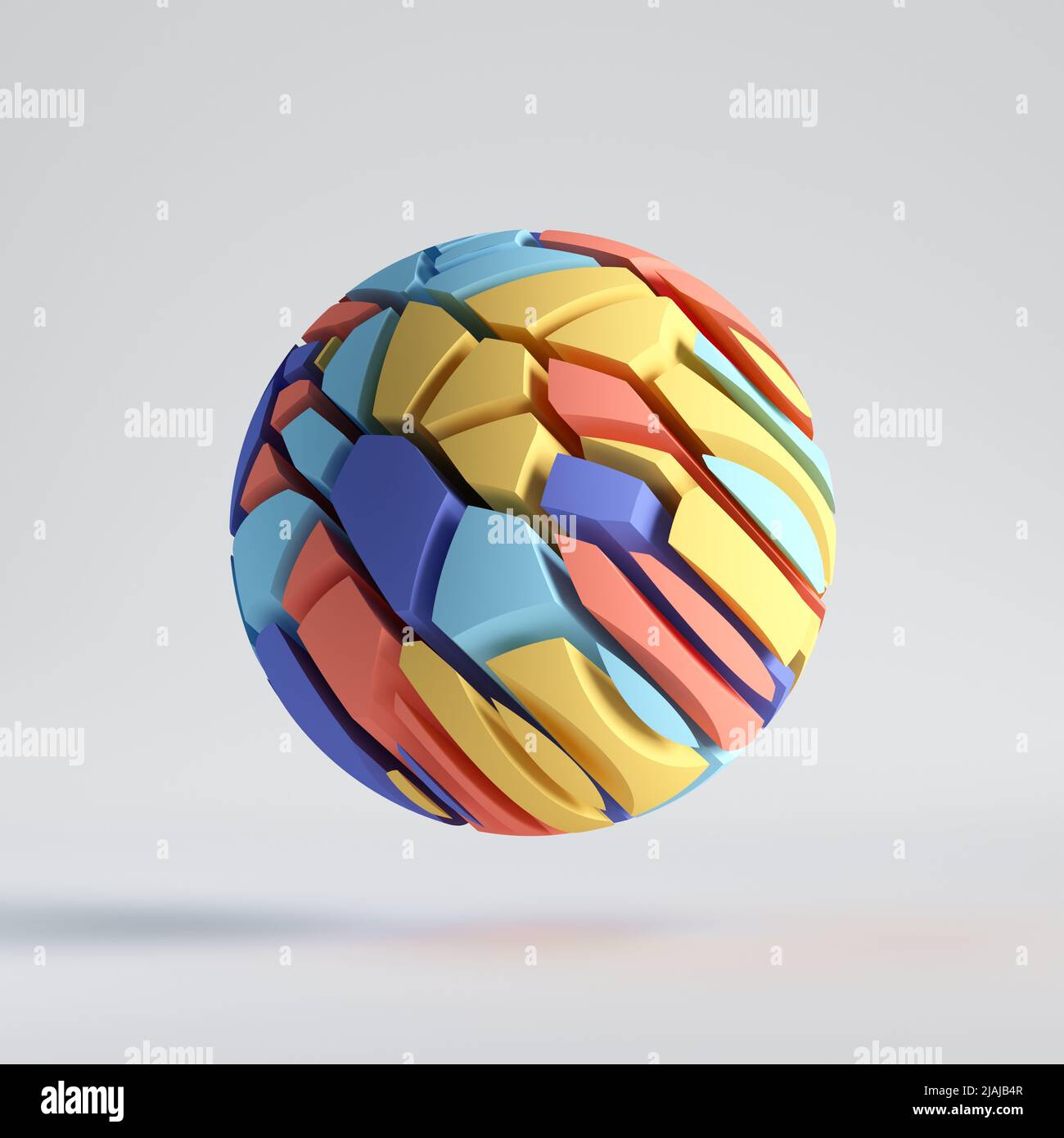 3d render, abstract colorful random mosaic pieces, broken ball, cracked ...