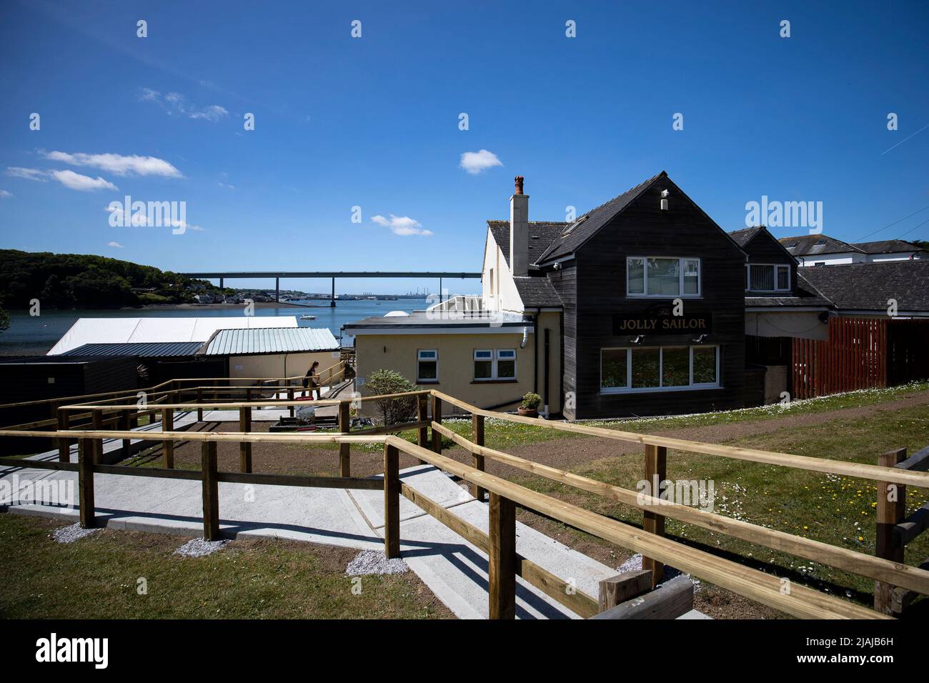 A view of the Jolly Sailor pub in Burton Ferry, Wales on the 28th May ...