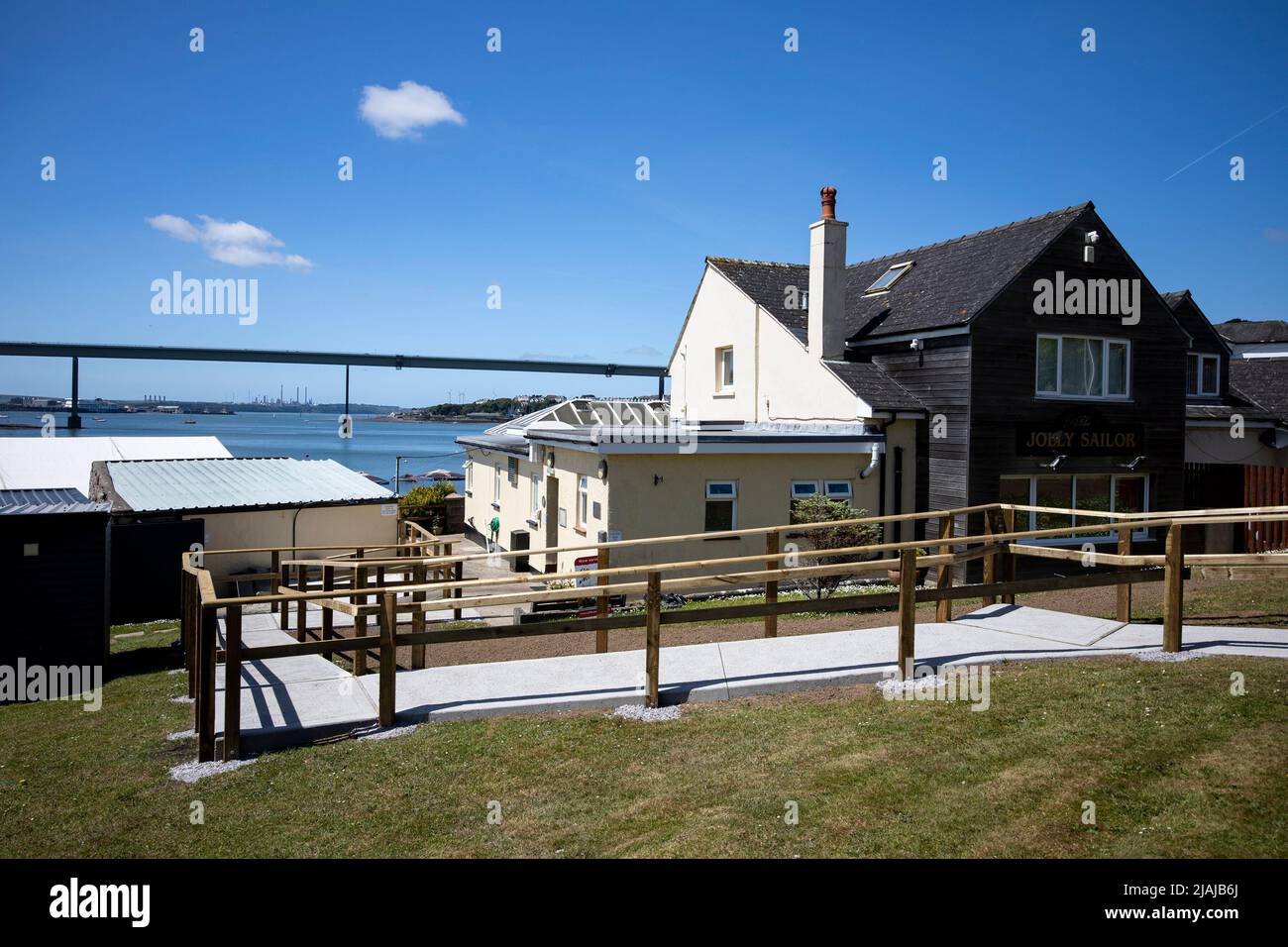 A view of the Jolly Sailor pub in Burton Ferry, Wales on the 28th May ...