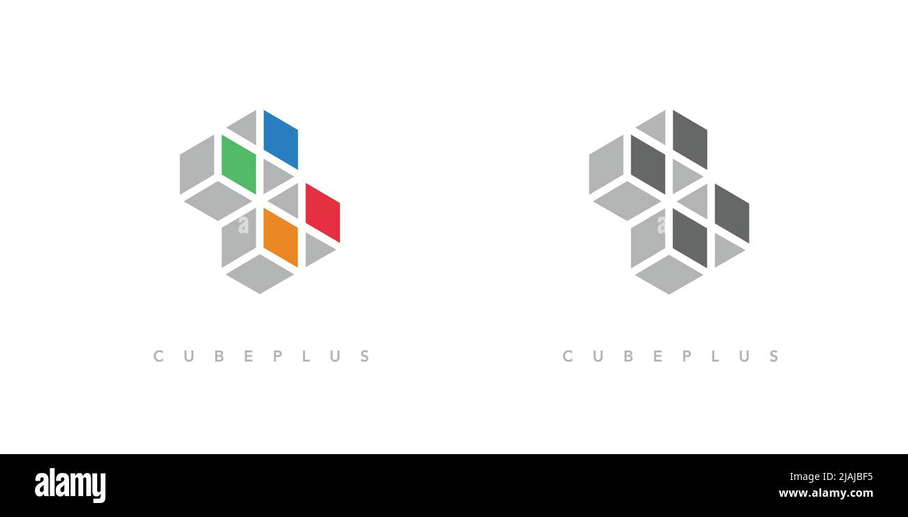 Modern and attractive Cube plus logo design Stock Vector Image & Art ...