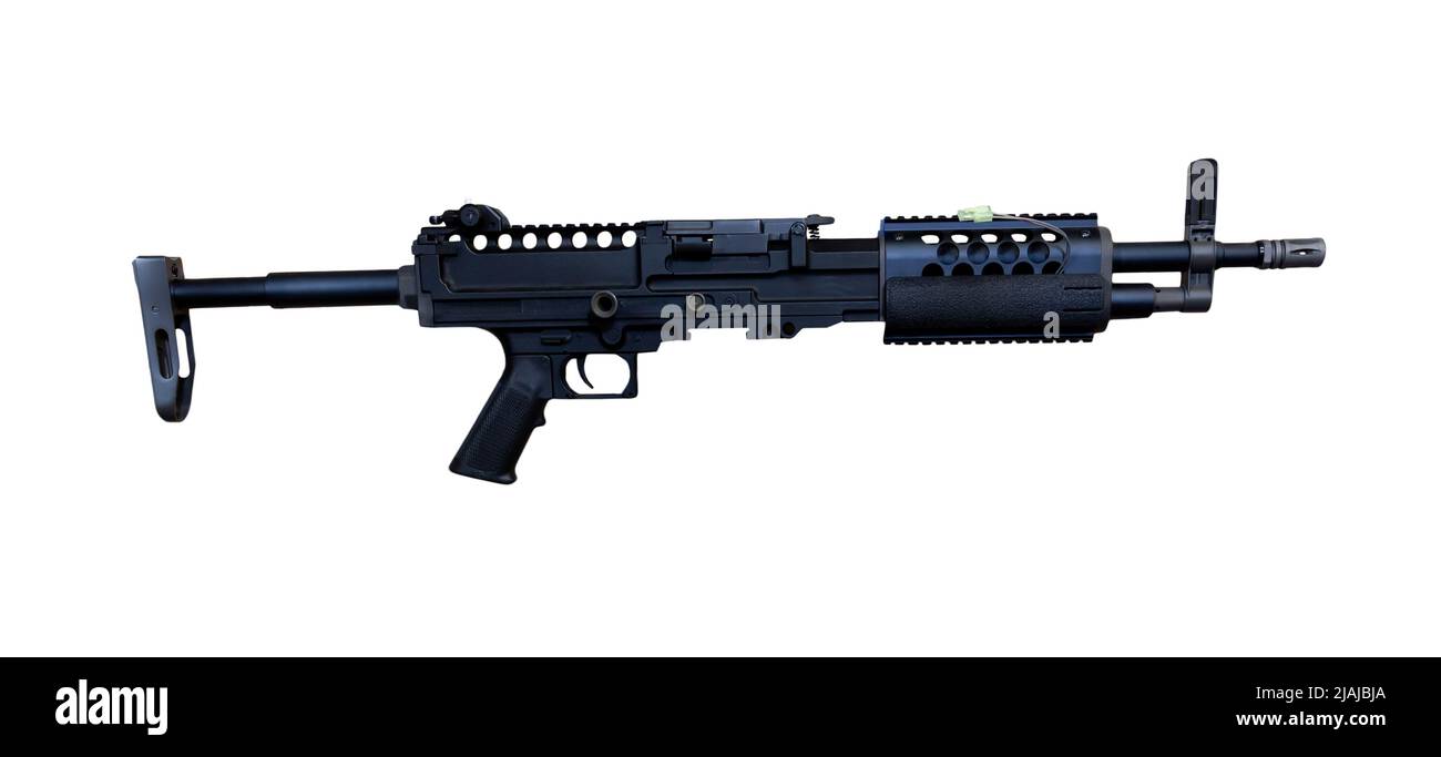 Assault rifle without cartridge over white background Stock Photo - Alamy