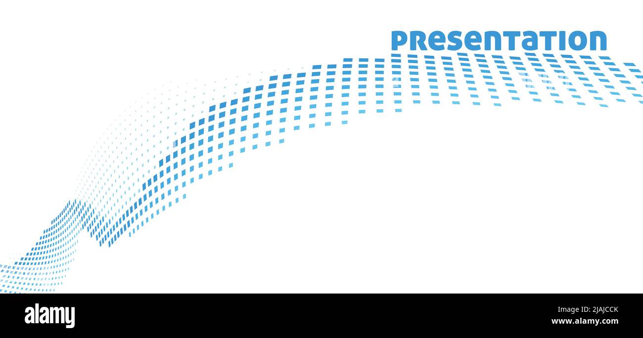 Abstract perspective blue curved presentation line with halftone effect ...