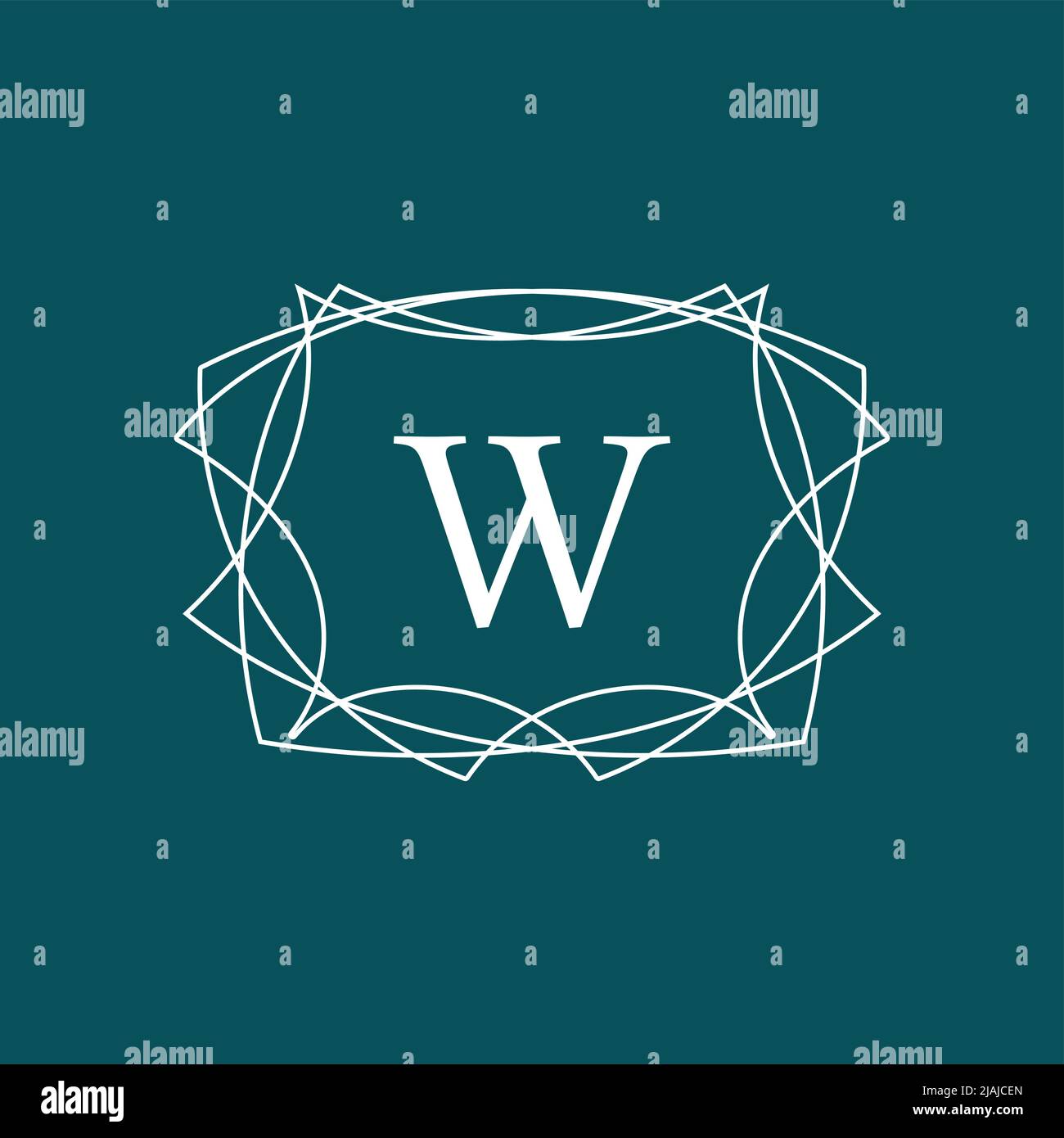 Abstract minimalistic hipster frame with letter W. Outline simple ...