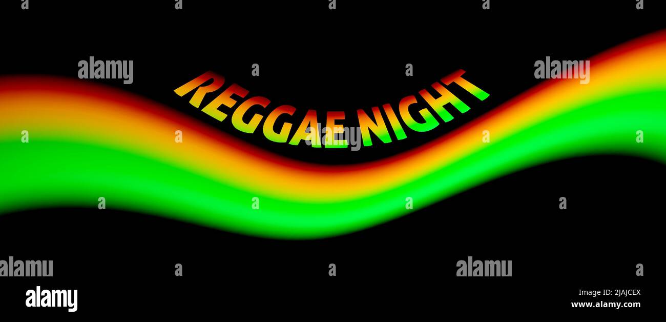 Reggae Night wave. Curved line by reggae style colors on black ...