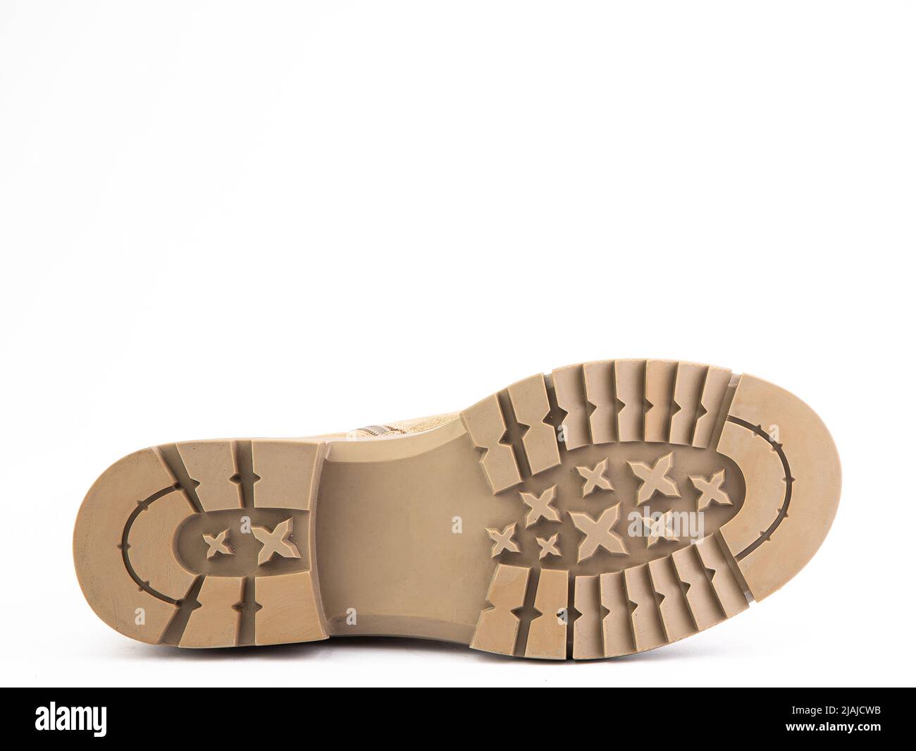 Sole for shoes, bottom view. beige Shoe sole close-up isolated on white ...