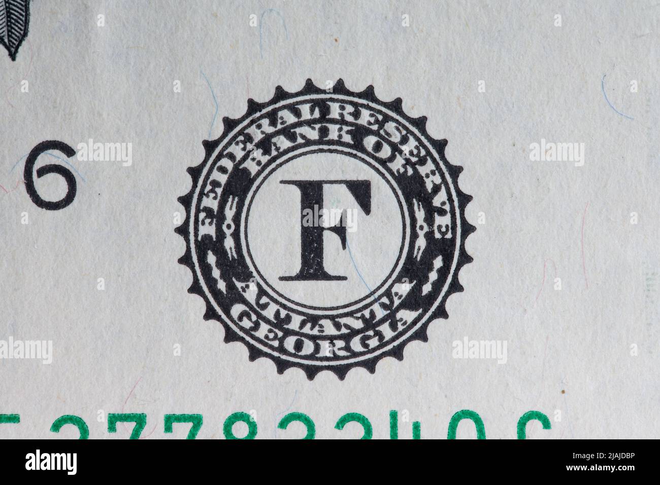 Federal reserve bank of Atlanta, Georgia. Seal on one dollar banknote ...