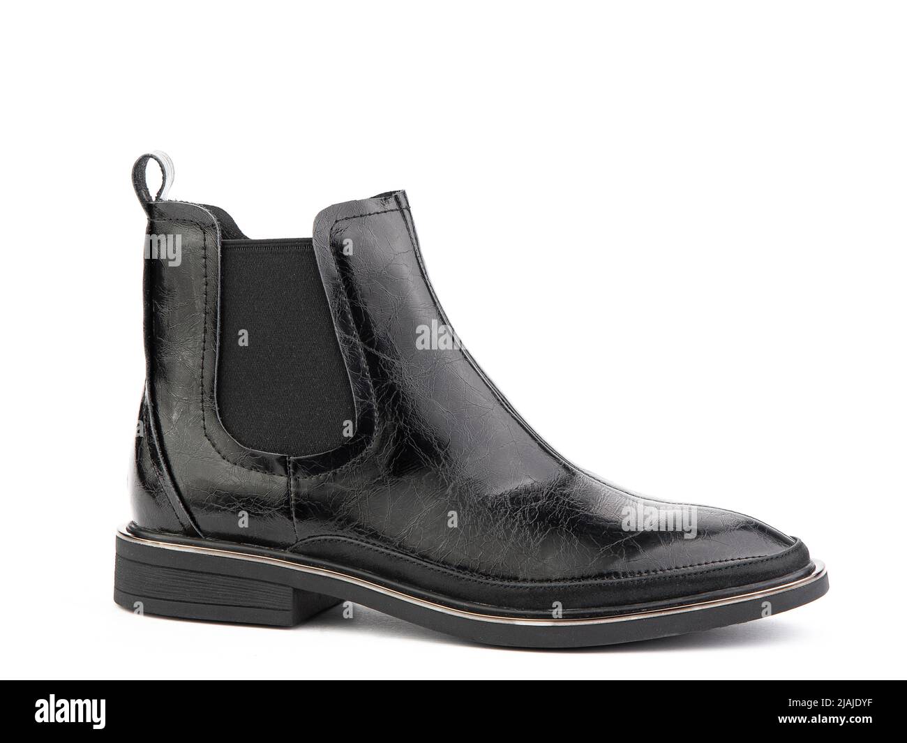 Men's autumn chelses black leather boots isolated white background ...