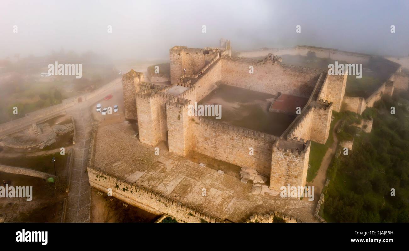 Aerial view of Castle of Trujillo in spring. Spain Stock Photo - Alamy