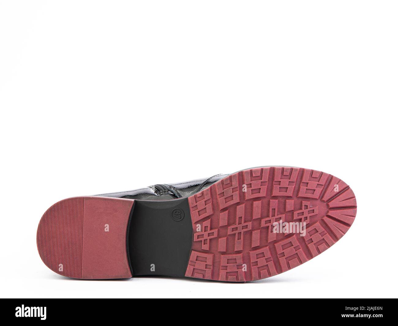 Sole for shoes, bottom view. Red Shoe sole close-up isolated on white ...