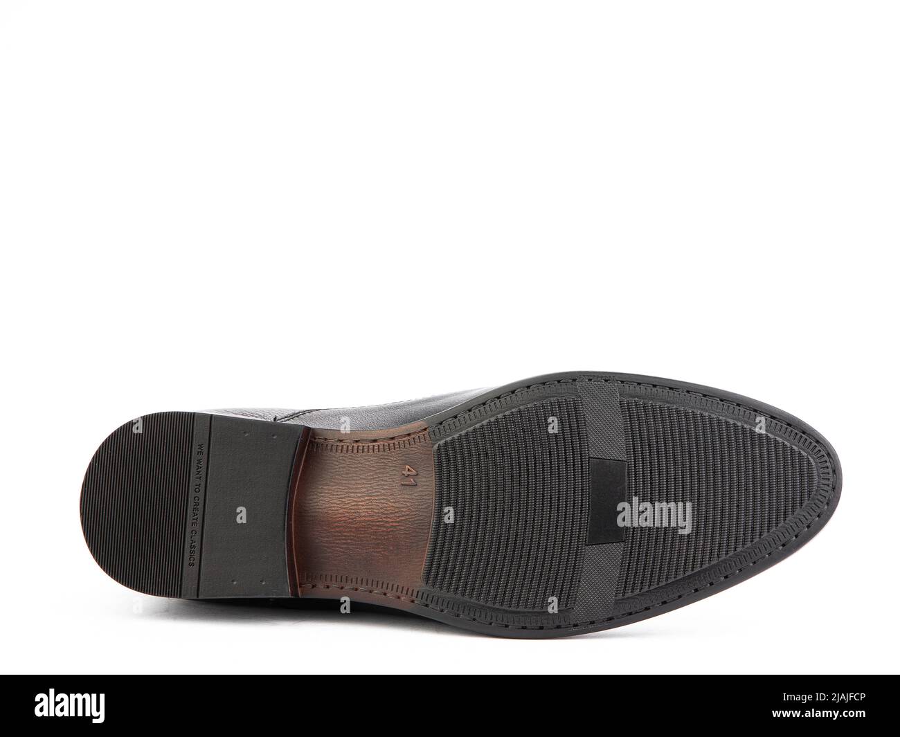 Sole for shoes, bottom view. Shoe sole close-up isolated on white ...