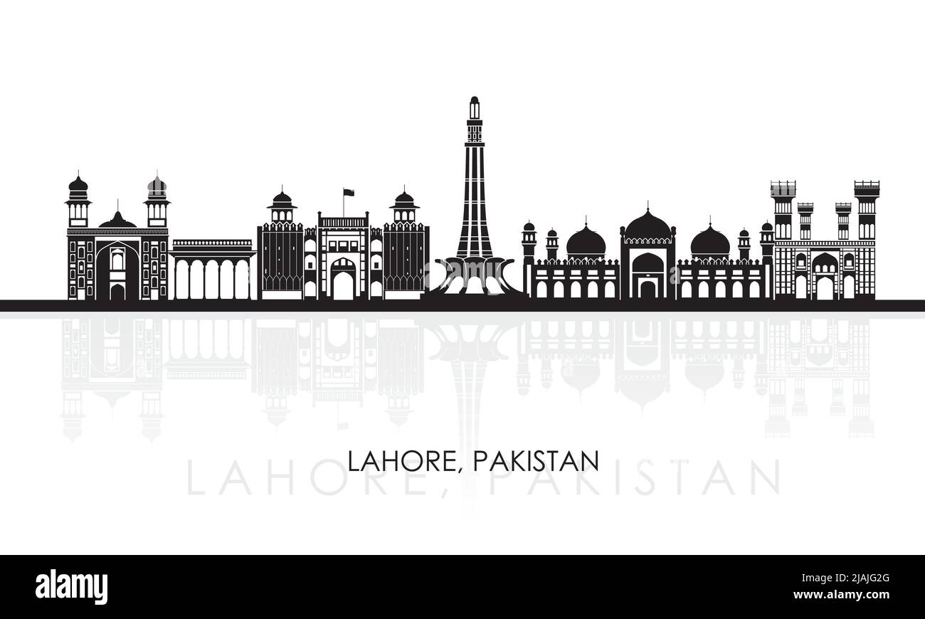 Silhouette Skyline panorama of city of Lahore, Pakistan - vector ...