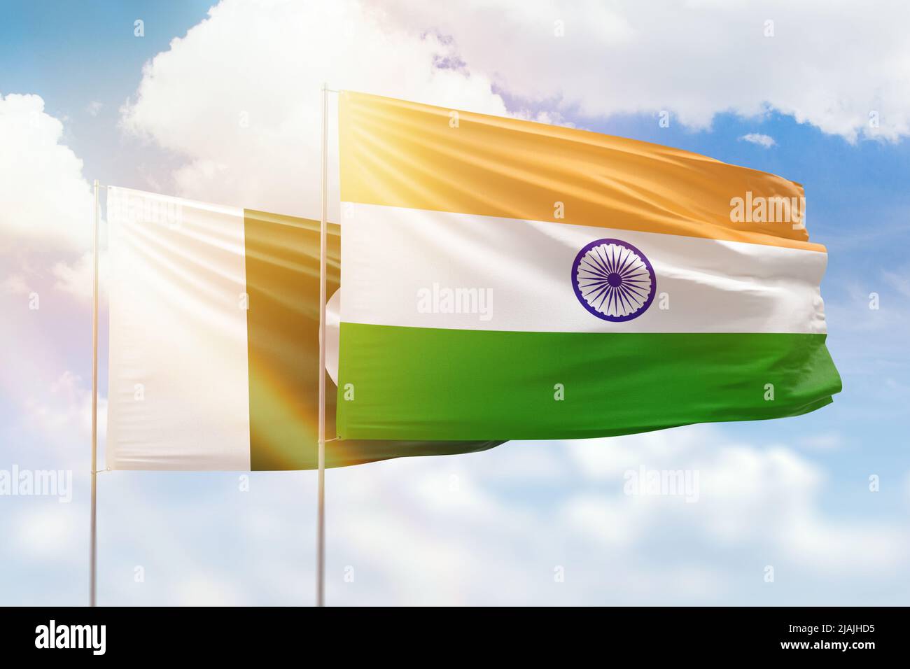 Pakistan and india flags together sky hi-res stock photography and ...