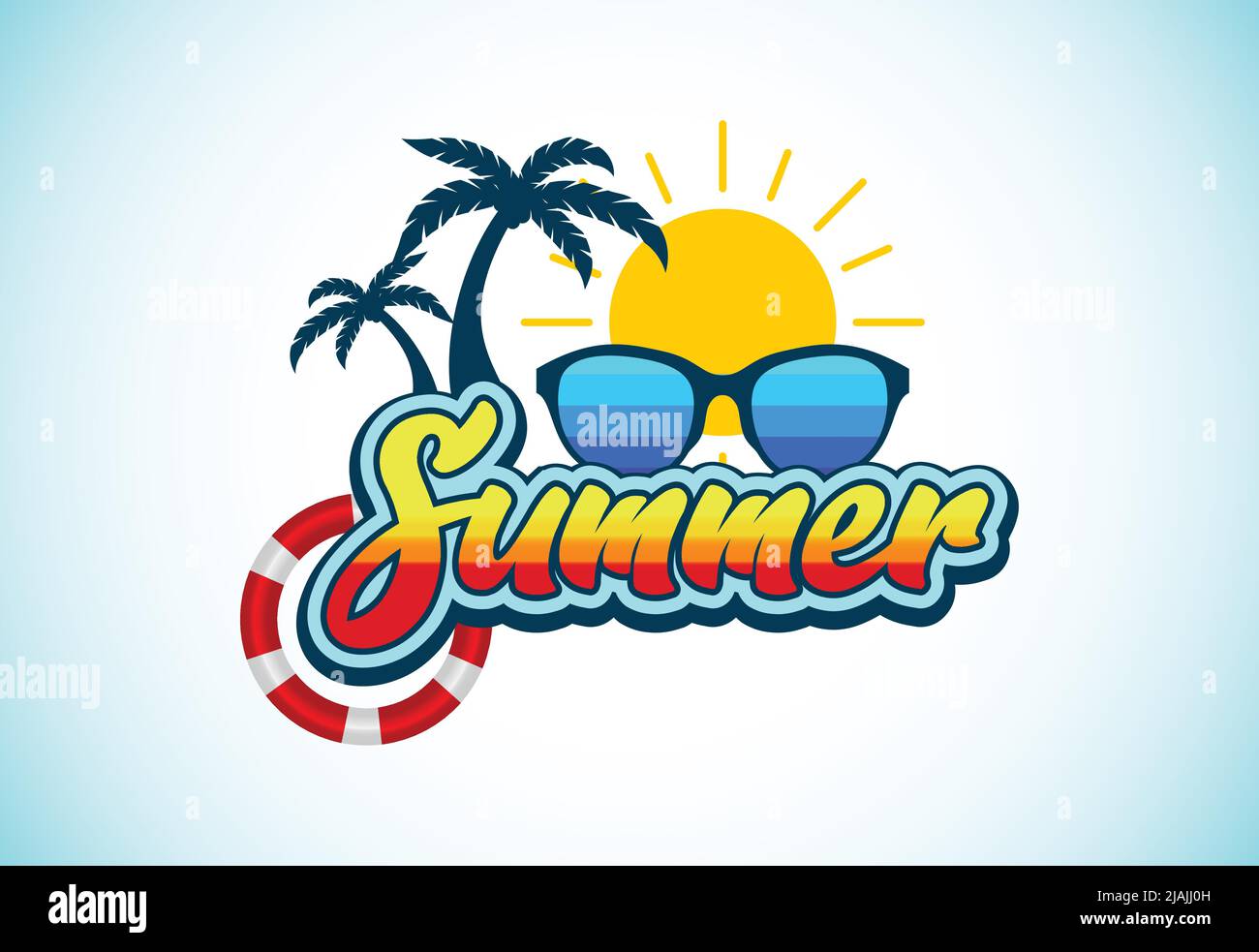 Summer holidays design concept vector illustration. Tropical beach ...