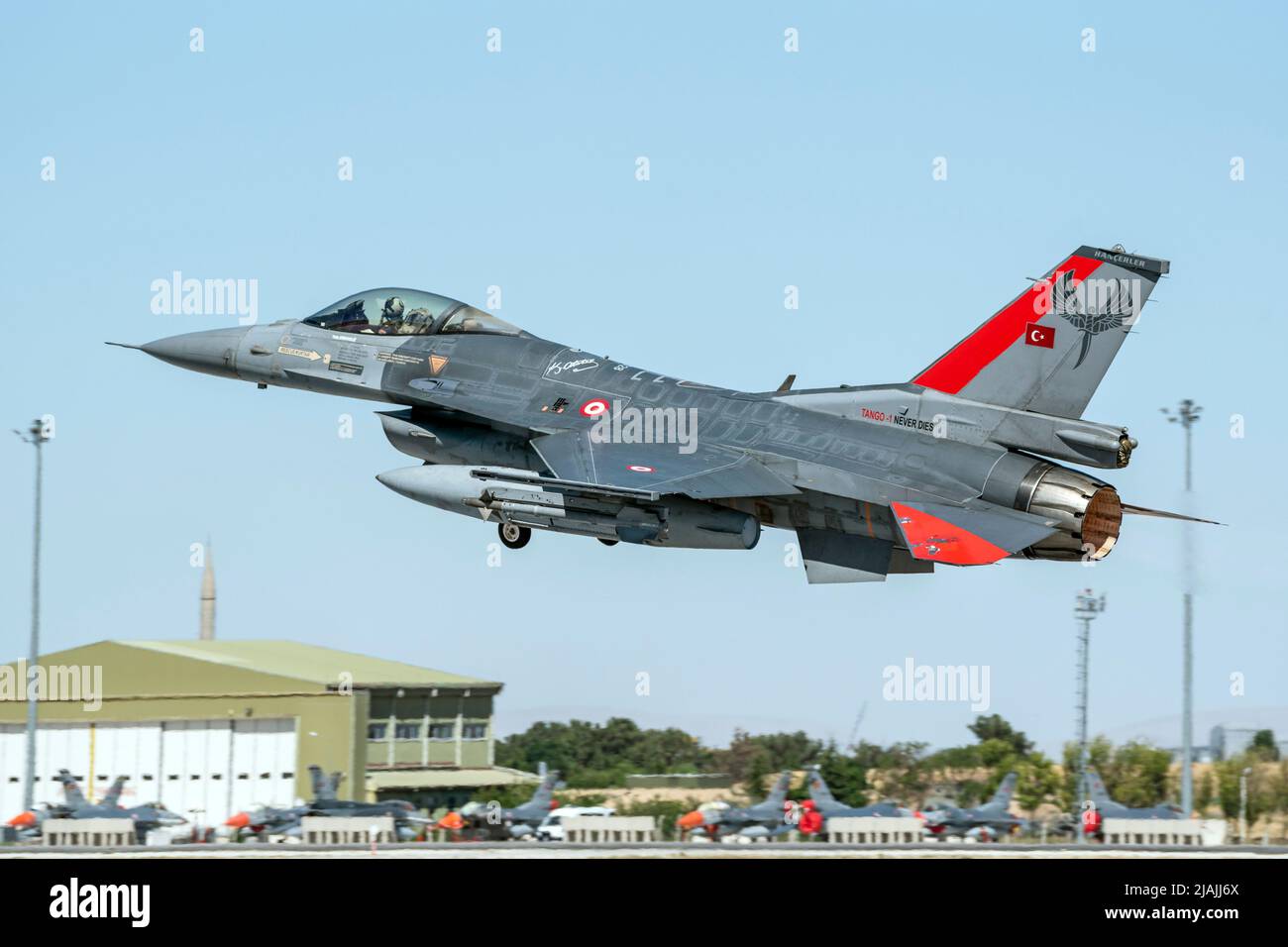Turkish Air Force F-16C taking off from Konya Air Base, Turkey, during ...