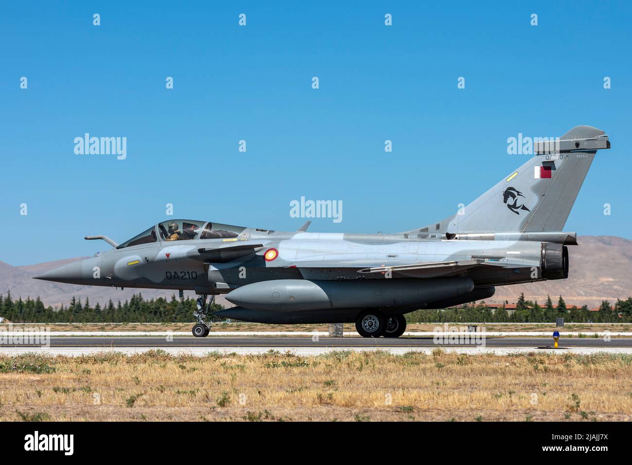 Qatar Emiri Air Force Rafale EQ taxiing at Konya Air Base, Turkey Stock ...