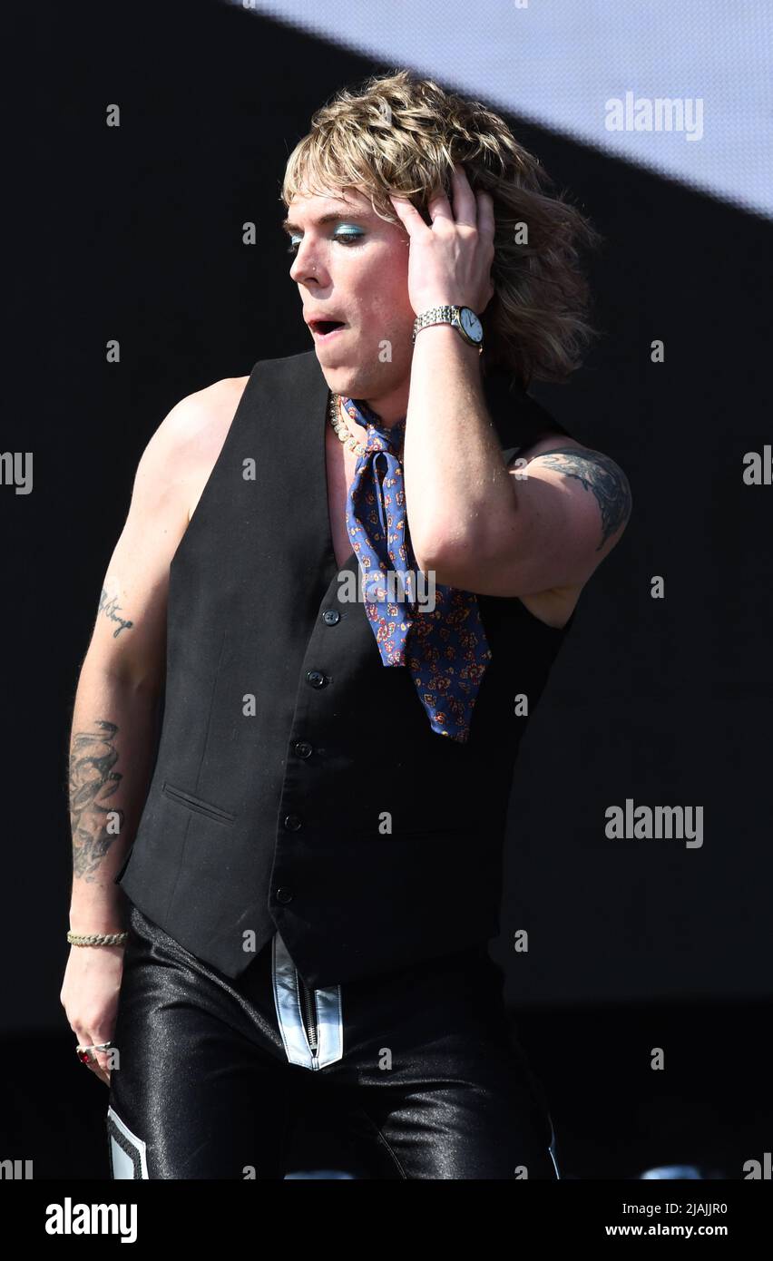 Lead singer Luke Spiller is shown performing on stage during a live ...