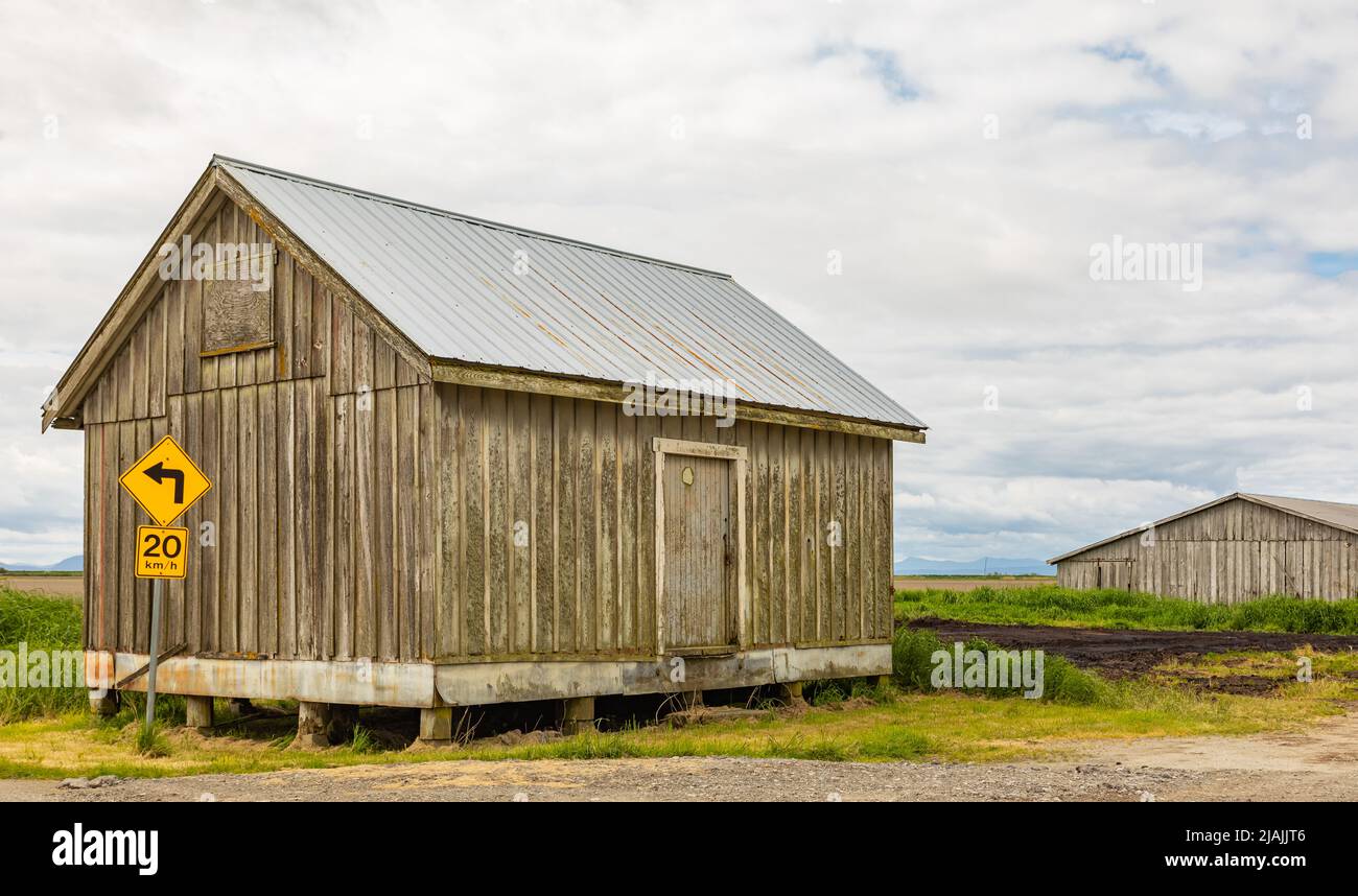 An old wooden barn in a farm in overcast day in Canada Stock Photo - Alamy