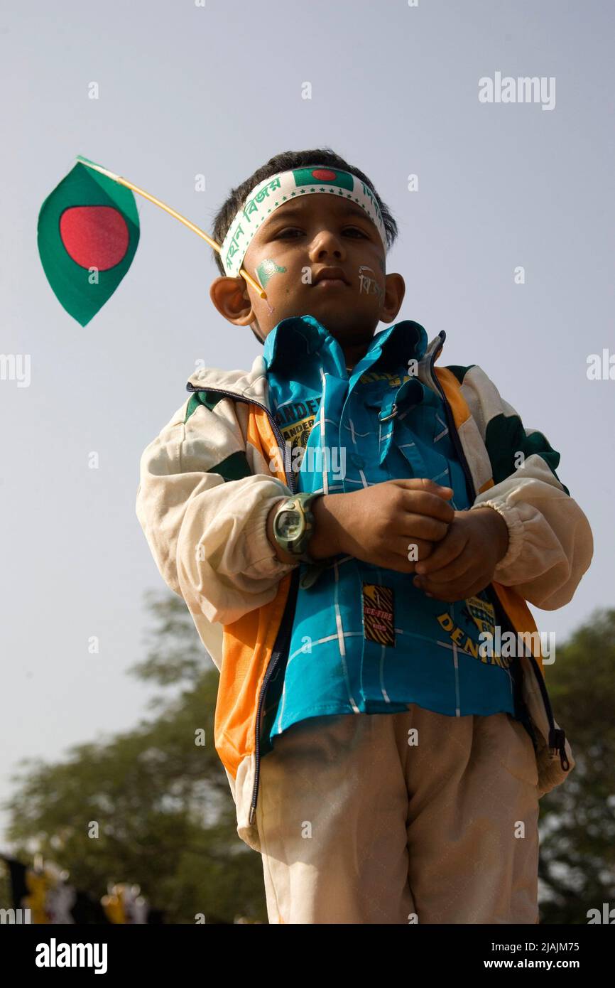 Portrait of a boy at the Bijoy Dibosh (Victory day) 2007 rally at Kendrio Shahid Minar (Monument ...