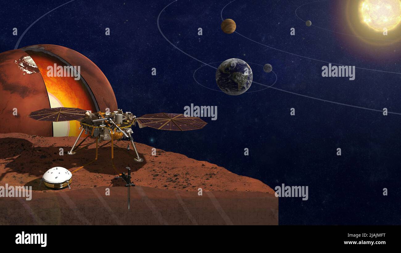 Artist's rendition of the InSight lander Stock Photo - Alamy