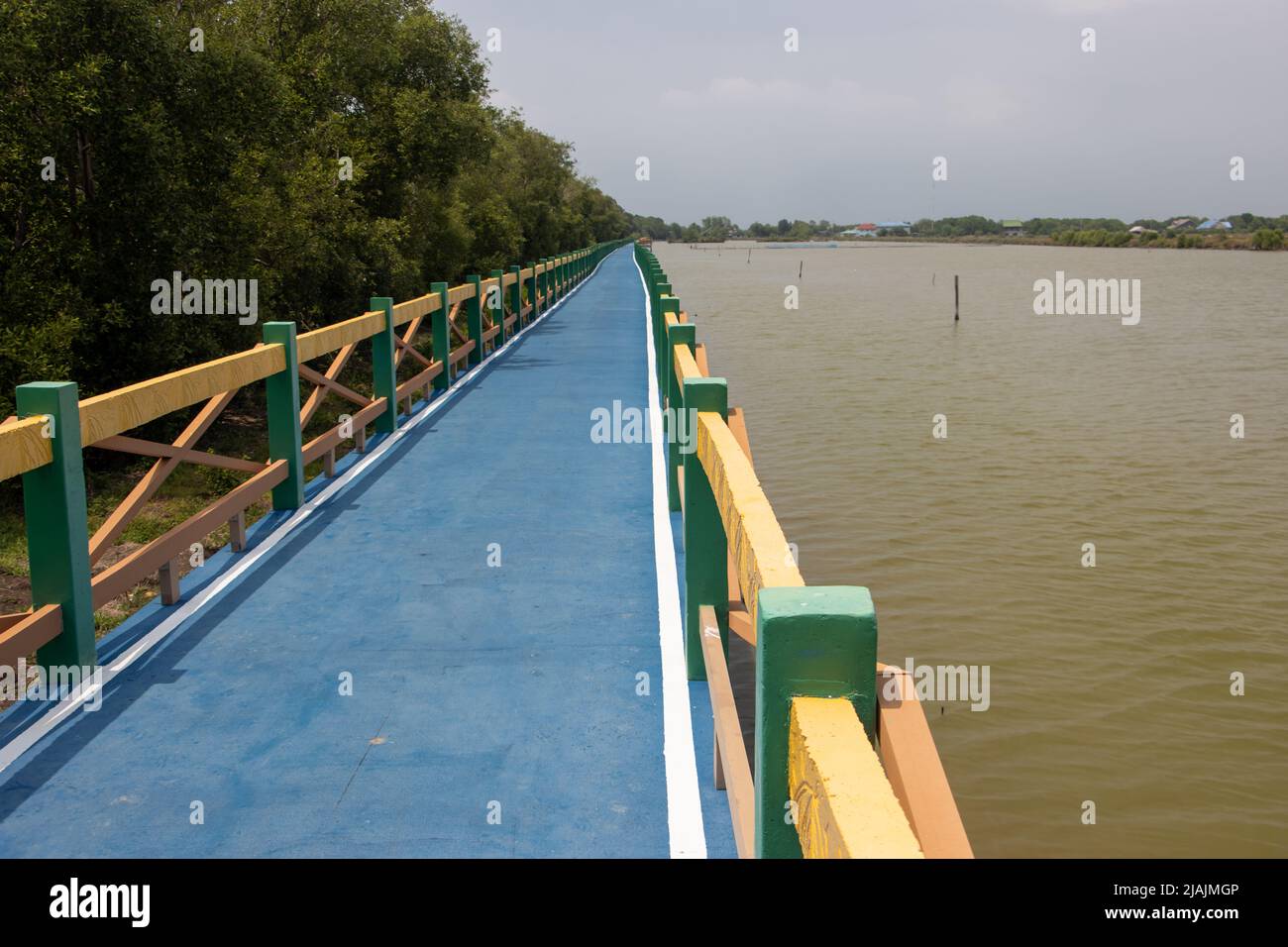 Trail with a wooden railing over the coast Stock Photo - Alamy