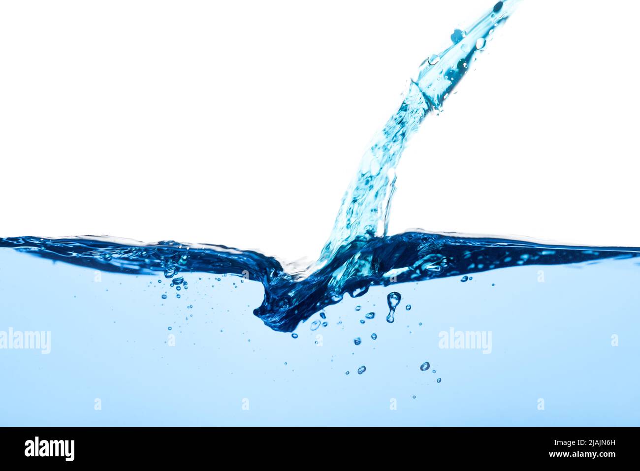 Abstract clean flow ripple surface on liquid. Light blue water wave with air bubbles and a ...