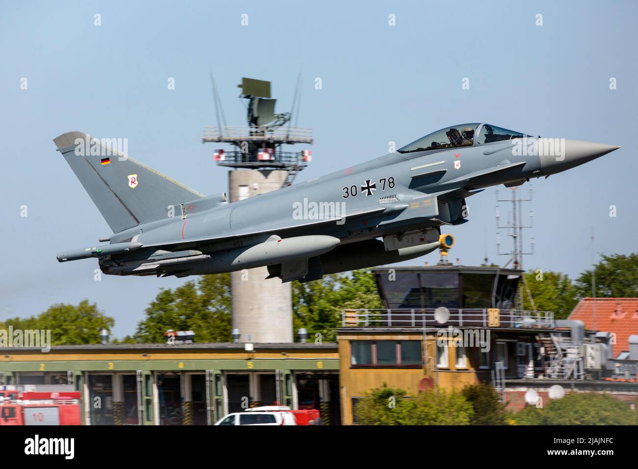 German Air Force Eurofighter taking off, Wittmund, Germany Stock Photo ...