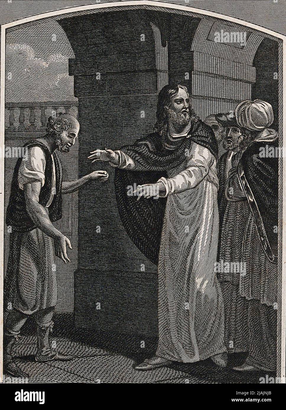 Christ heals the man with the withered hand. Etching by J. Barlow Stock ...