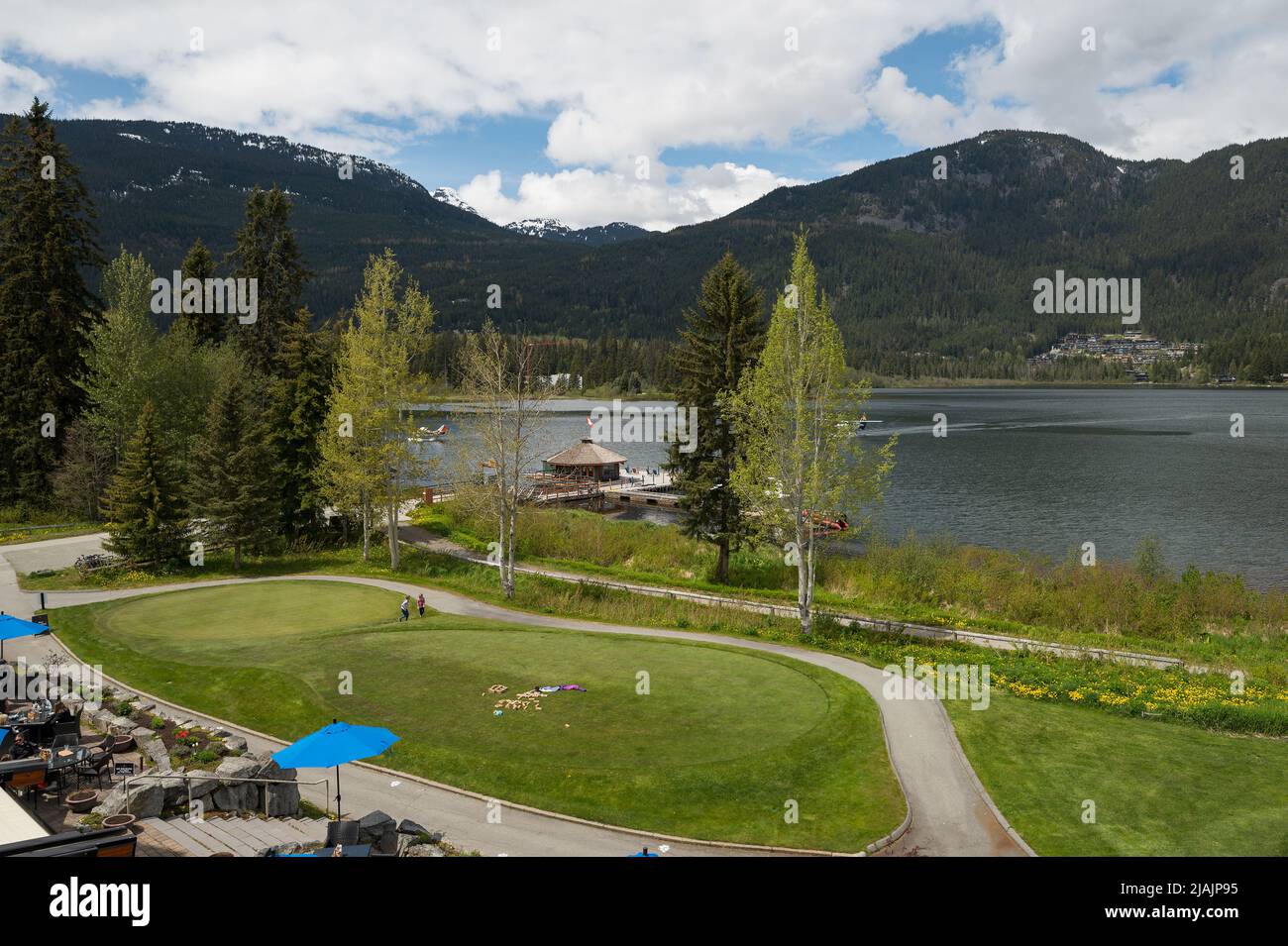 The Nicklaus North golf course and club house at Whistler BC, Canada ...