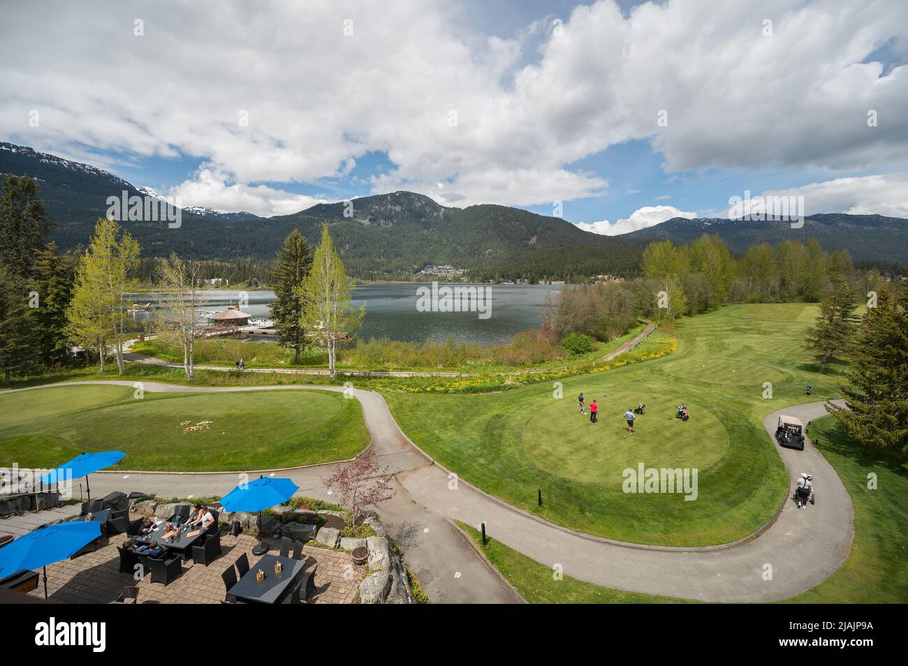 The Nicklaus North golf course and club house at Whistler BC, Canada ...