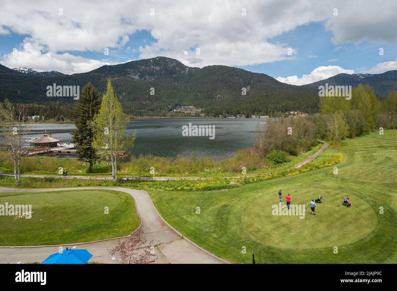 The Nicklaus North golf course and club house at Whistler BC, Canada ...