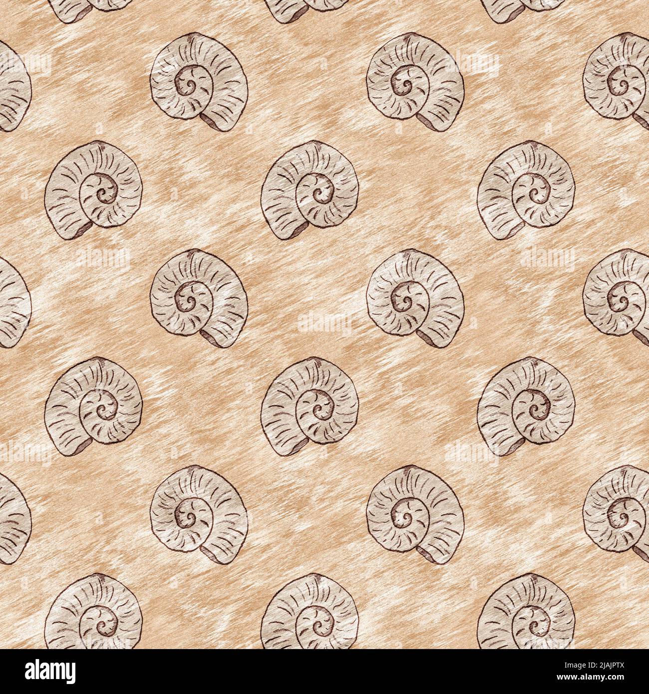 Green hand drawn ammonite fossil seamless pattern. Gender Neutral ...