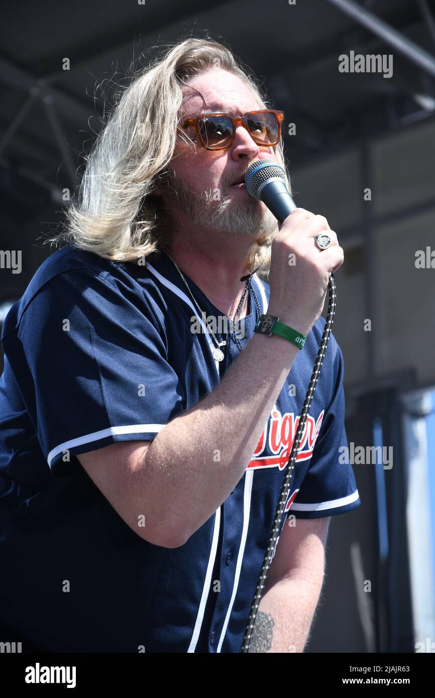Singer Michael Medlock is shown performing on stage during a live ...